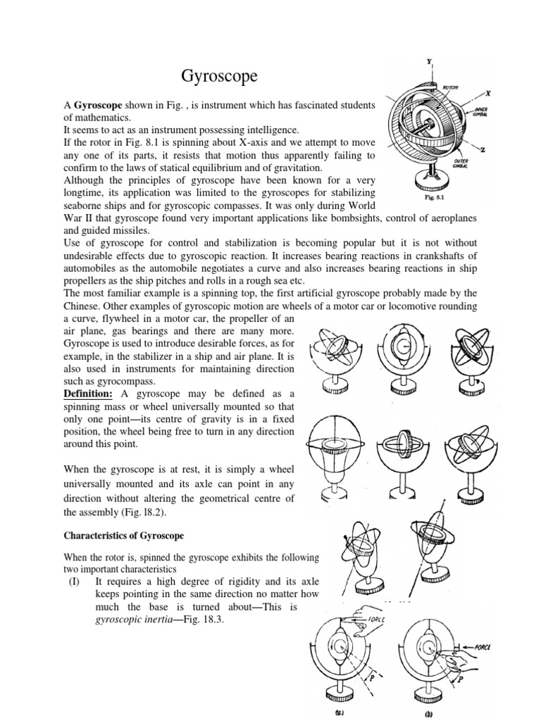 Gyroscope: Definition: A Gyroscope May Be Defined As A | PDF | Rotation ...