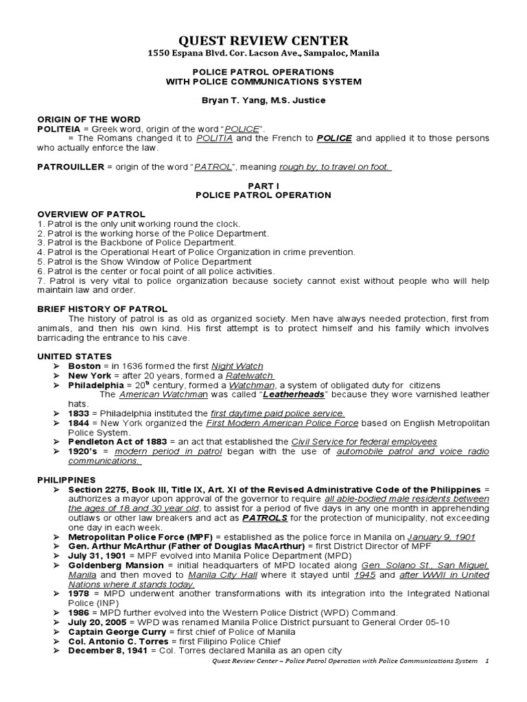 (Lea 3) Police Patrol Operations With Police Communications System ...