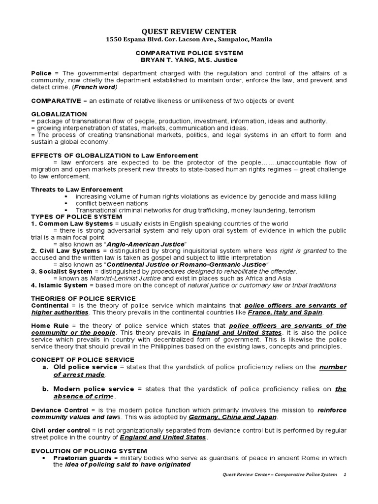 Comparative Review of Global Policing Systems: Examining the Evolution ...