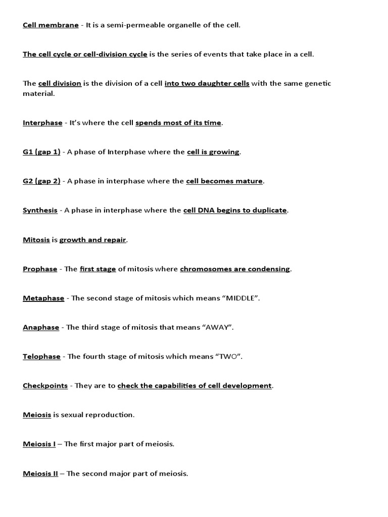 The Cell Division Is The Division of A Cell Into Two Daughter Cells ...