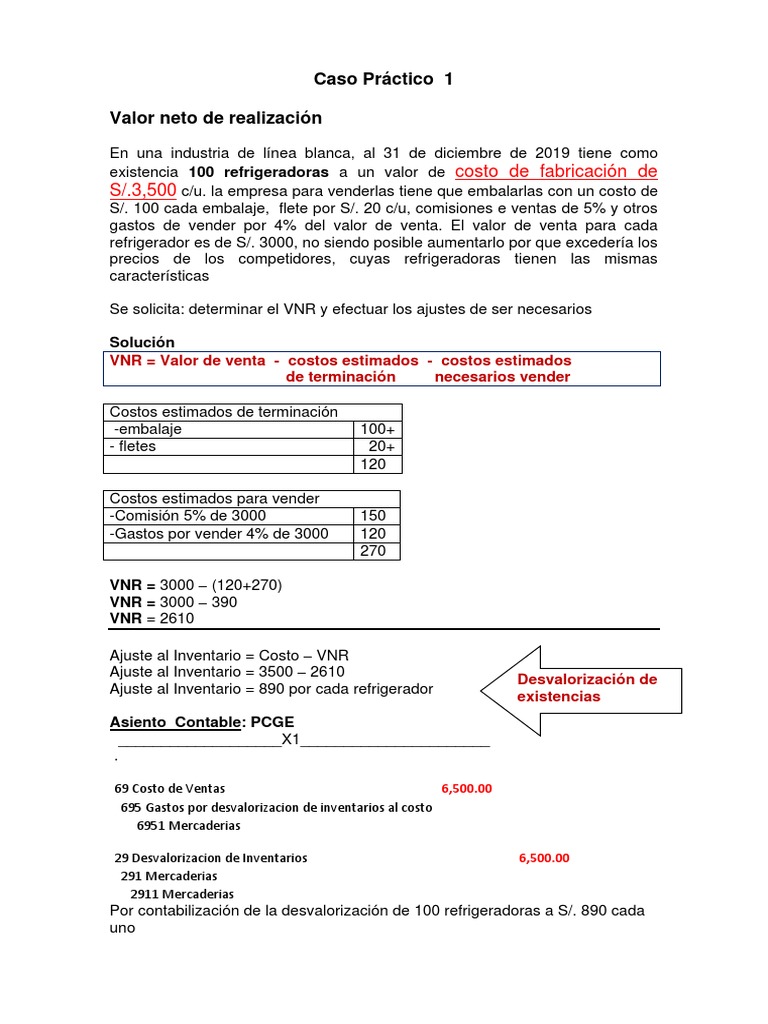 VALOR NETO REALIZABLE - NIC 2 - Ejercicio | PDF | Inventario | Mercado (economía)