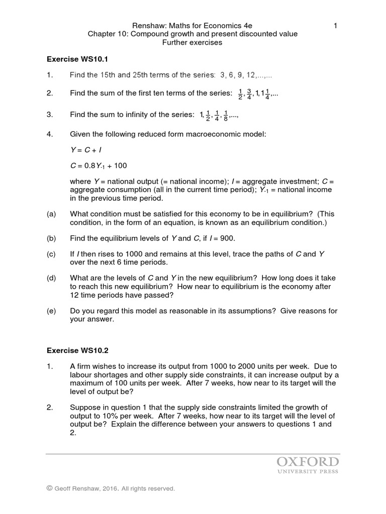 Exercise WS10.1: Y C + I C 0.8Y | PDF | Interest Rates | Interest