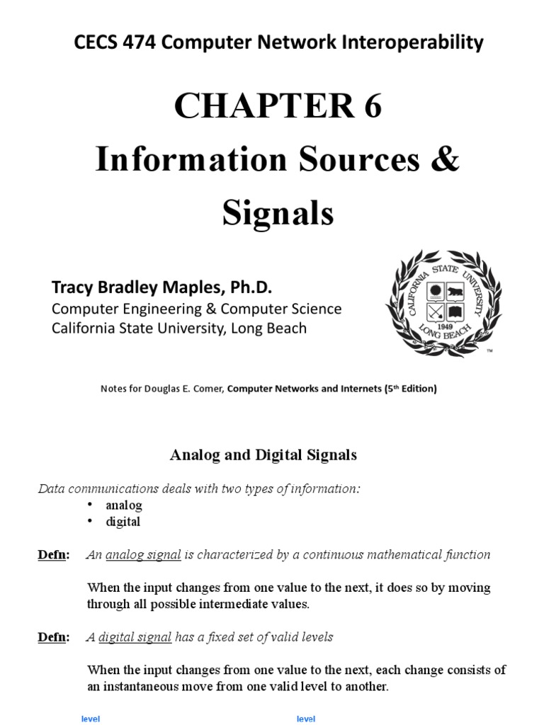 Information Sources & Signals: CECS 474 Computer Network Interoperability | PDF | Data ...