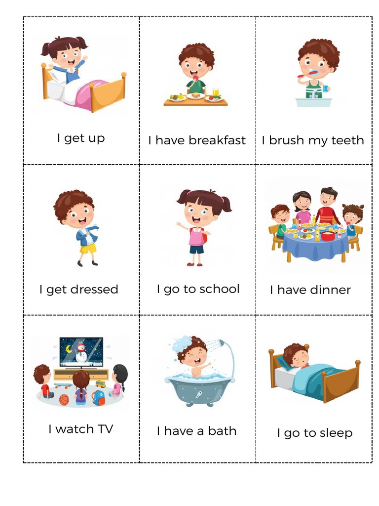 Daily Routine Flashcards | PDF