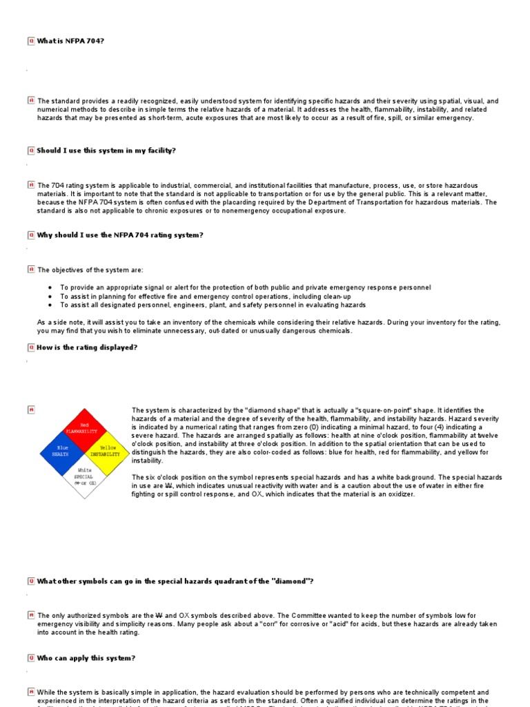 What Is NFPA 704 | PDF | Dangerous Goods | Occupational Safety And Health