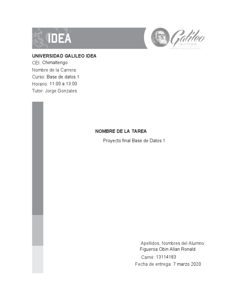 Proyecto Final Base de Datos 1 | PDF