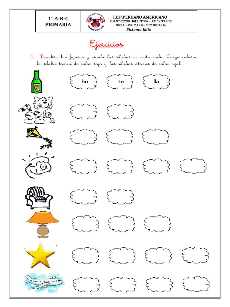 Ejercicios de Sílaba Tónica para Niños | PDF