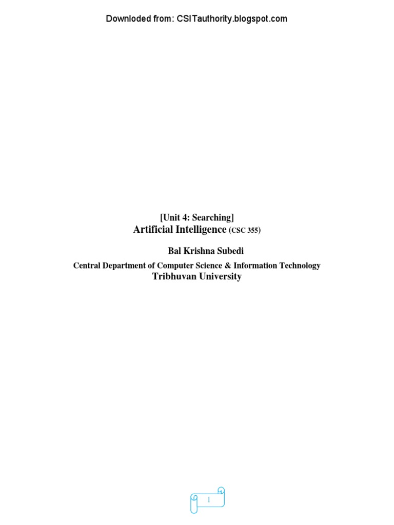 Artificial Intelligence: (Unit 4: Searching) | PDF | Combinatorics | Computer Programming