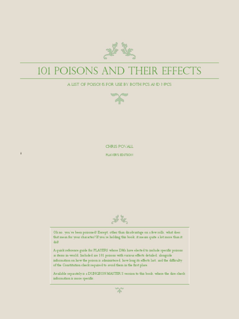 101 Poisons Guide for D&D Players | PDF | Leisure | Sports