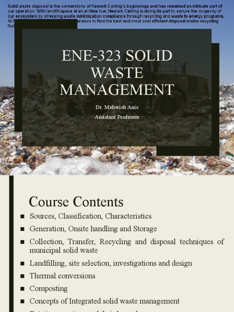 Lecture # 1-2introduction To Solid Waste Management | PDF | Waste ...