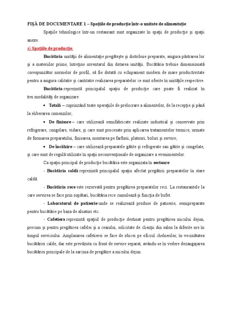 FIȘĂ DE DOCUMENTARE 1 Procese de Bază În Alimentație | PDF