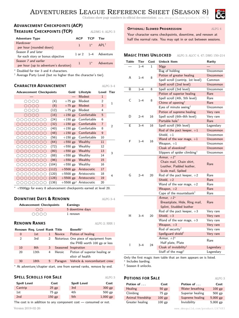 Season 8 Adventurers League Guide | PDF | Leisure | Sports