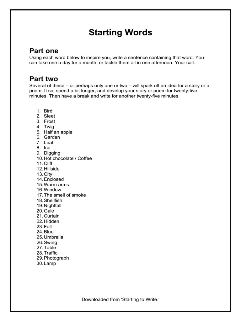 Creative Writing Prompts and Exercises | PDF | Home & Garden