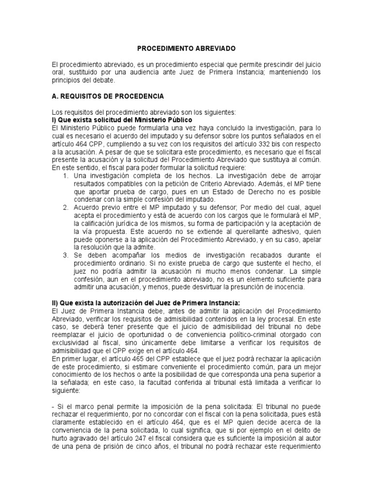 Procedimiento Abreviado | PDF | Sentencia (ley) | Derecho penal