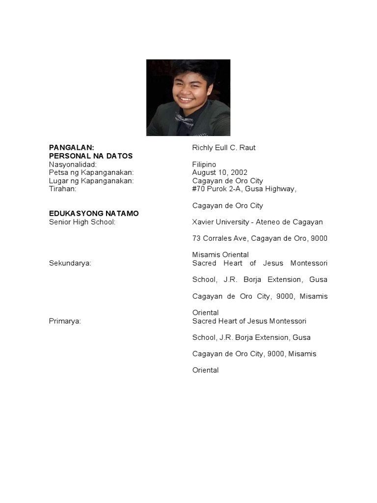 Pangalan: Personal Na Datos | PDF