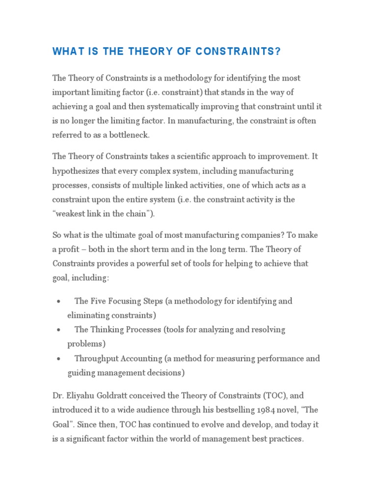 What Is The Theory of Constraints | PDF | Business Process | Leadership