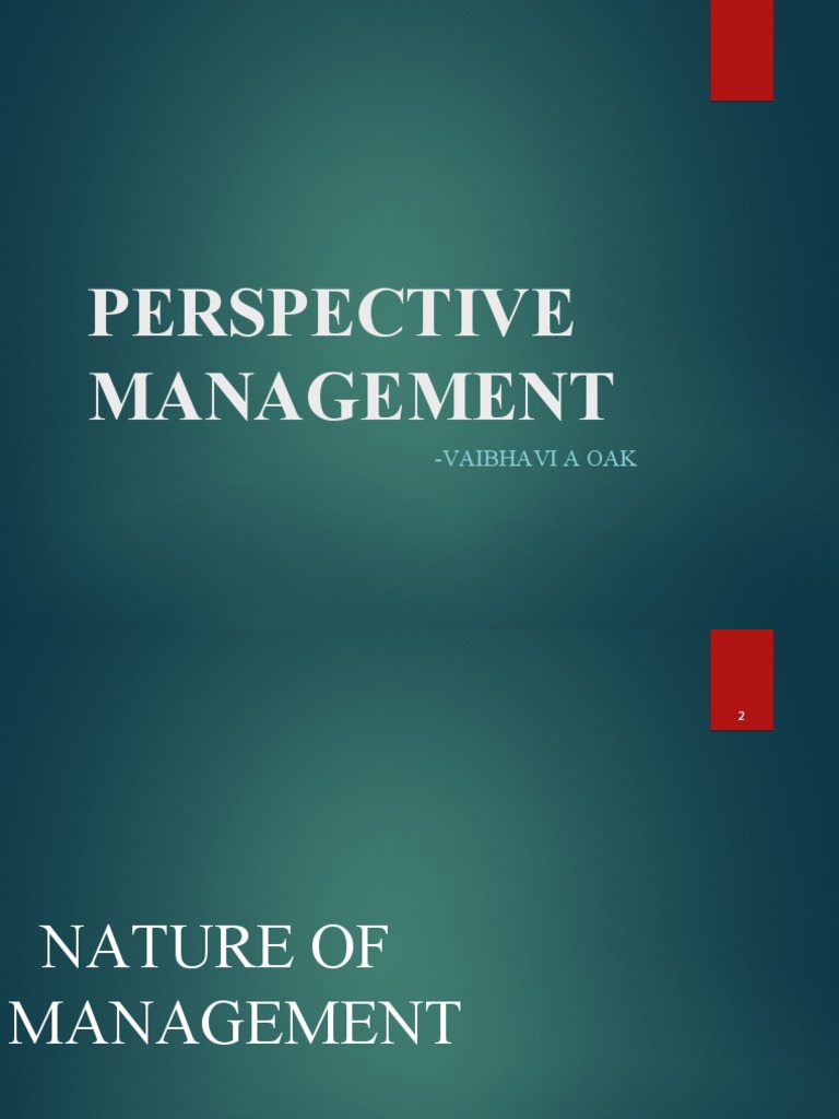 Perspective Management: - Vaibhavi A Oak | PDF | Goal | Leadership