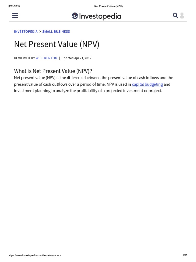 Net Present Value (NPV) | PDF | Net Present Value | Internal Rate Of Return