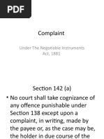Complaint Us 138 of Ni Act in Ms Word Format Against Return of Cheque ...