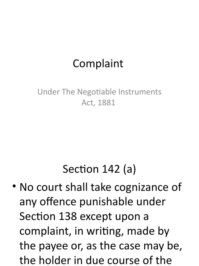 Complaint Under NI Act Sec 138 | PDF | Cheque | Social Institutions