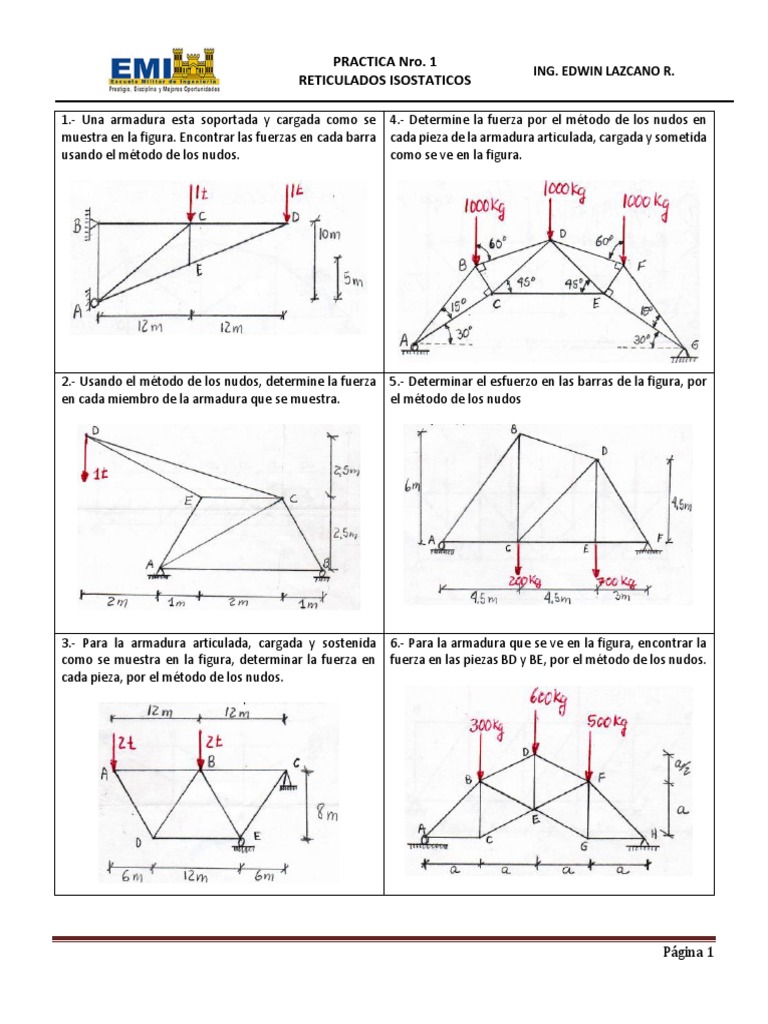 Practica #2 de Estructuras Isostaticas Reticulados | PDF
