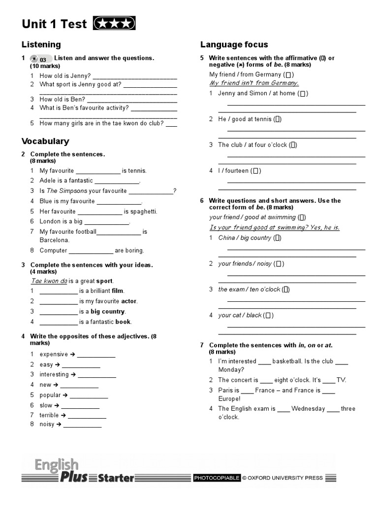 Unit 1 Test: Listening Language Focus | PDF