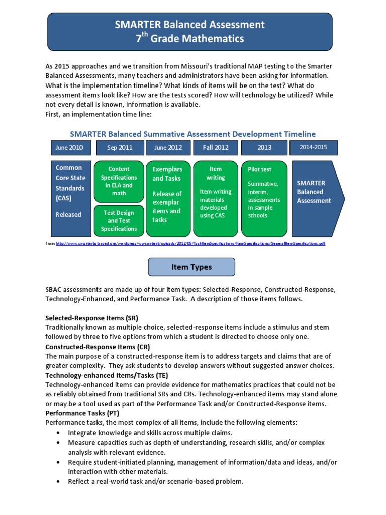 Smarter Balanced Assessment Overview | PDF | Educational Assessment | Area