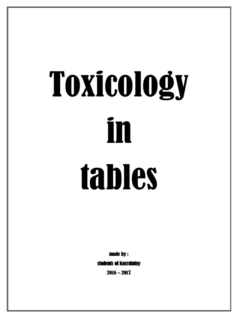 Toxicology Tables PDF | PDF | Opioid | Drugs