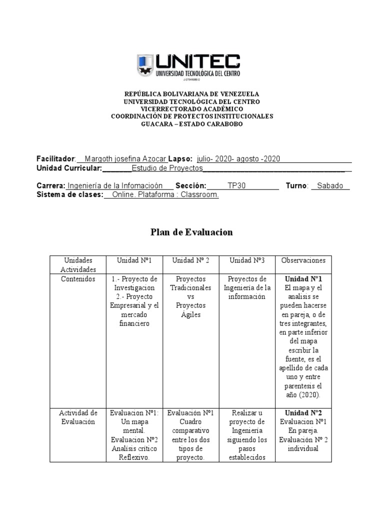 Plan de Evaluacion TP30 | PDF | Evaluación | Cognición