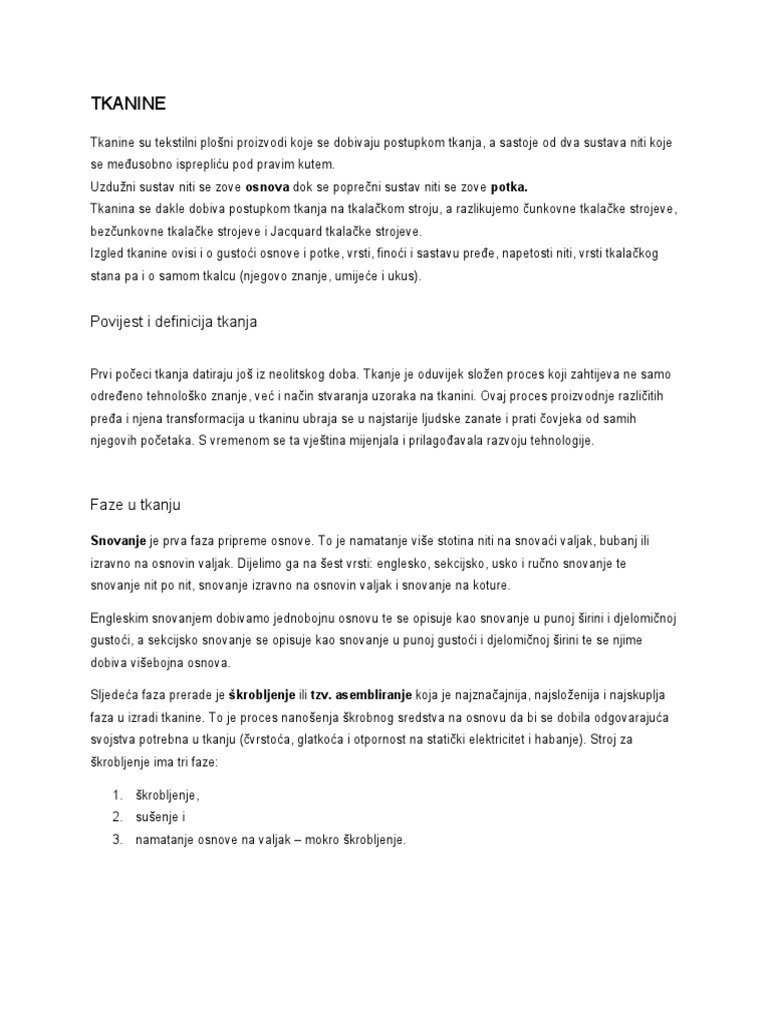 Tkanine | PDF