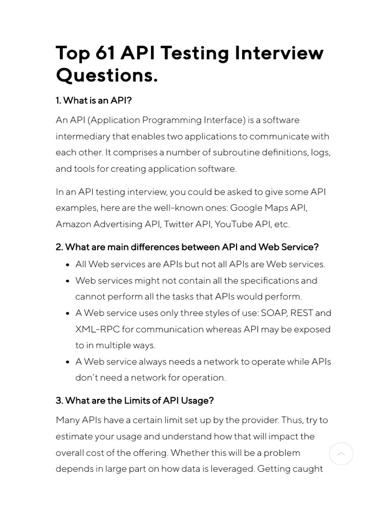 61 API Testing Interview Questions | PDF | Representational State ...