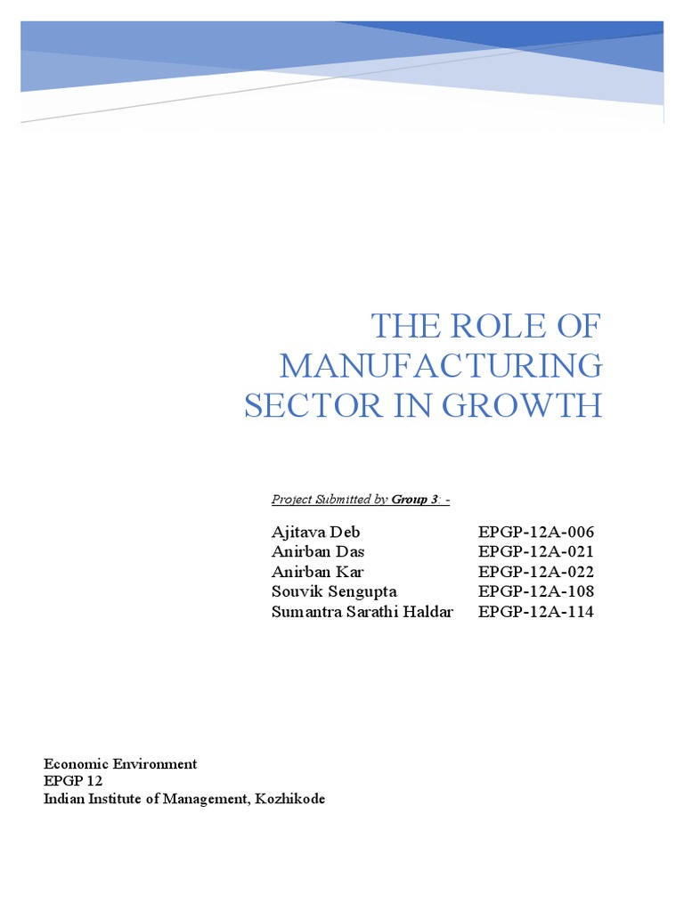 Role of Manufacturing Sector in Economic Growth PDF | Download Free PDF ...
