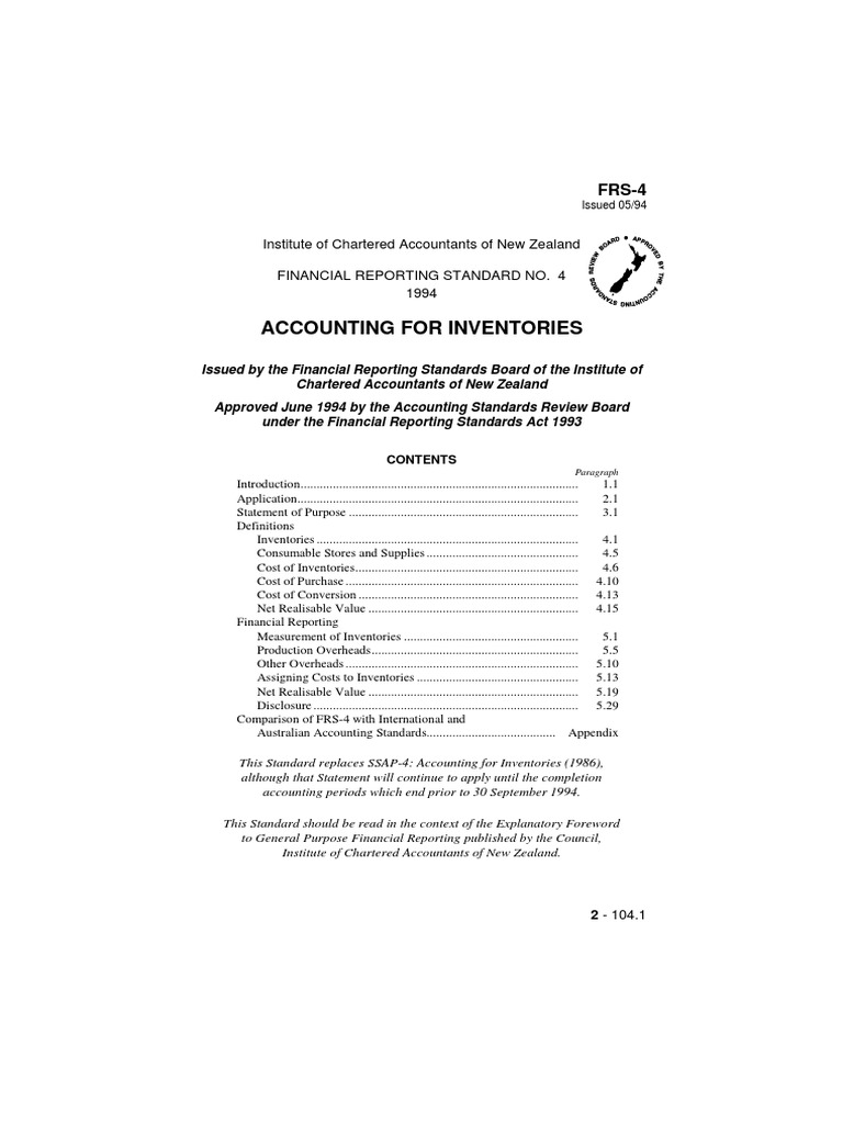 FRS 4 | PDF | Inventory | Financial Statement