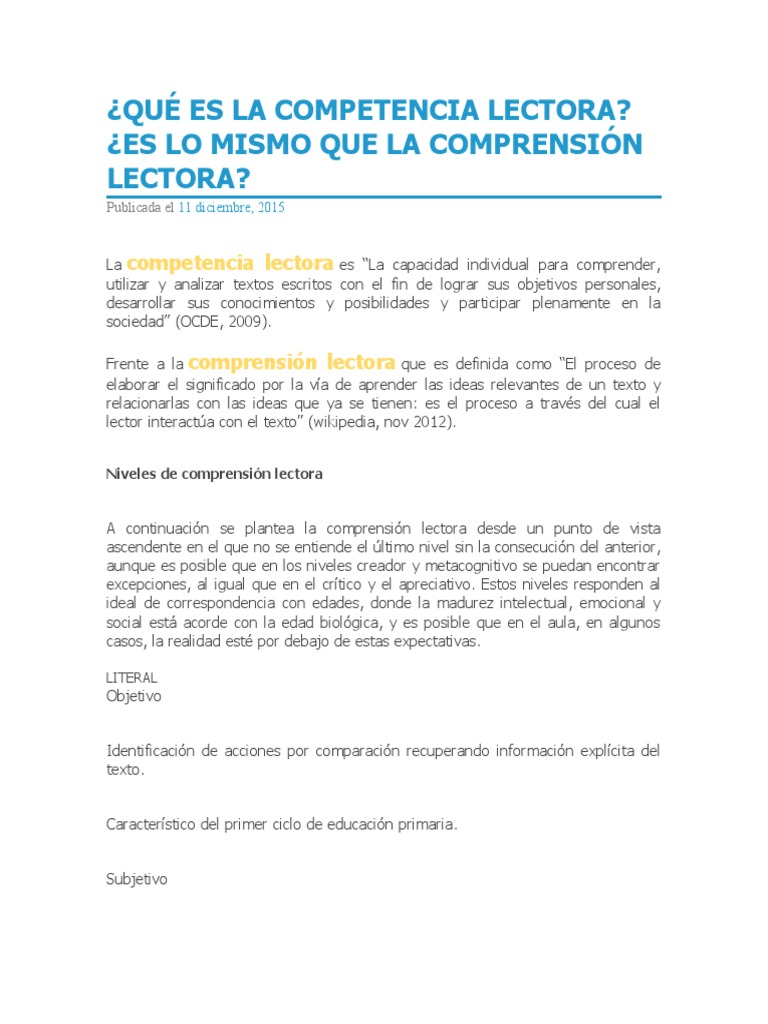 Qué Es La Competencia Lectora | PDF | Comprensión lectora | Epistemología