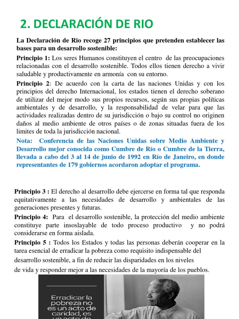 Declaración de Río: Principios Clave | PDF | Desarrollo sostenible ...