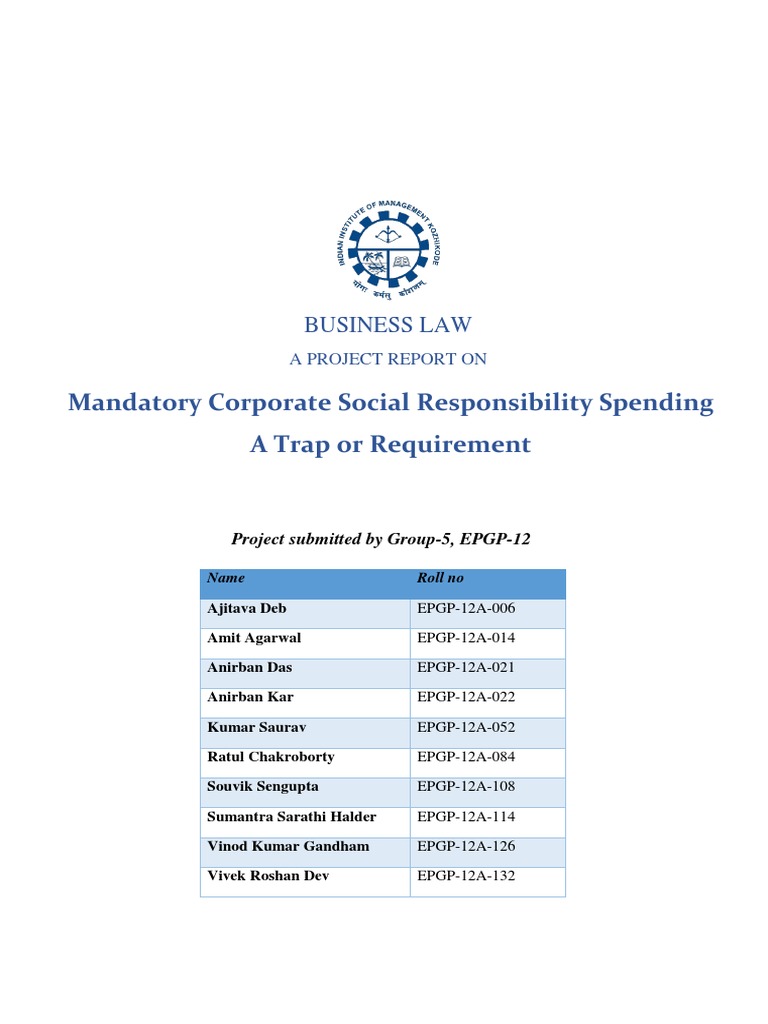 Mandatory CSR - A Trap or Requirement PDF | PDF | Corporate Social ...