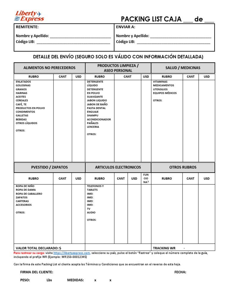 Packing List USA1 | PDF | aduana | Arancel