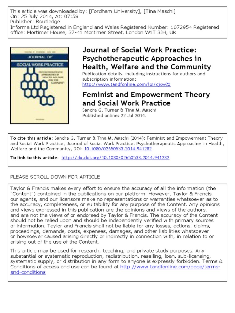 Journal of Social Work Practice: Psychotherapeutic Approaches in Health ...