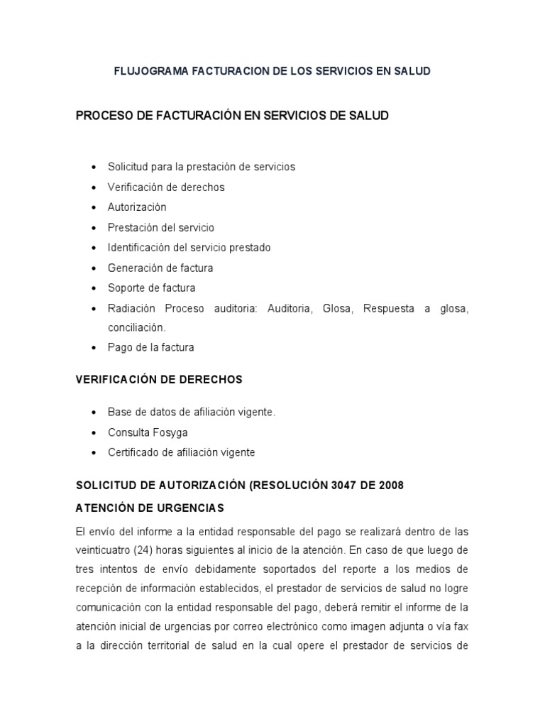 Flujograma Facturacion de Los Servicios en Salud 11 | PDF | Factura ...