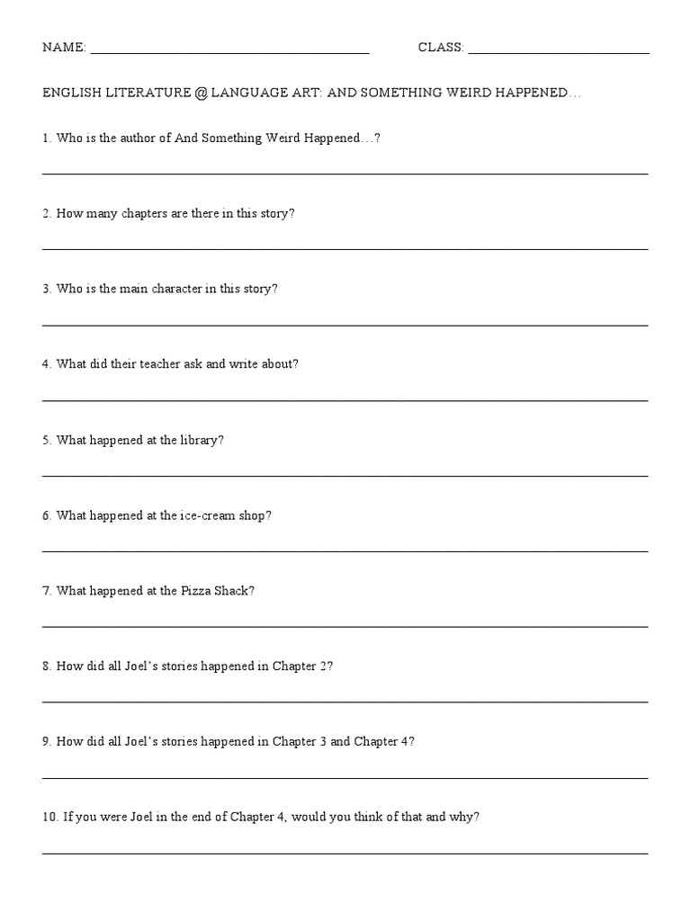 English Worksheet: And Something Weird Happened | PDF | General Fiction