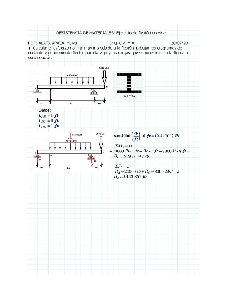 Flexión en Vigas: Cálculo de Esfuerzos | PDF | Science & Mathematics