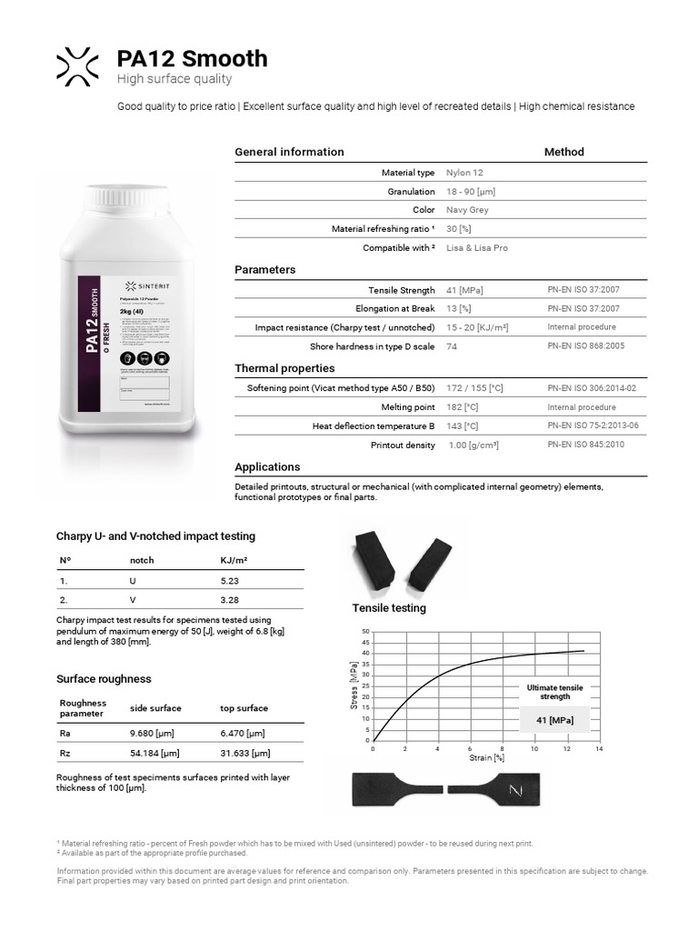 PA12 Smooth: High Surface Quality | PDF | Strength Of Materials ...