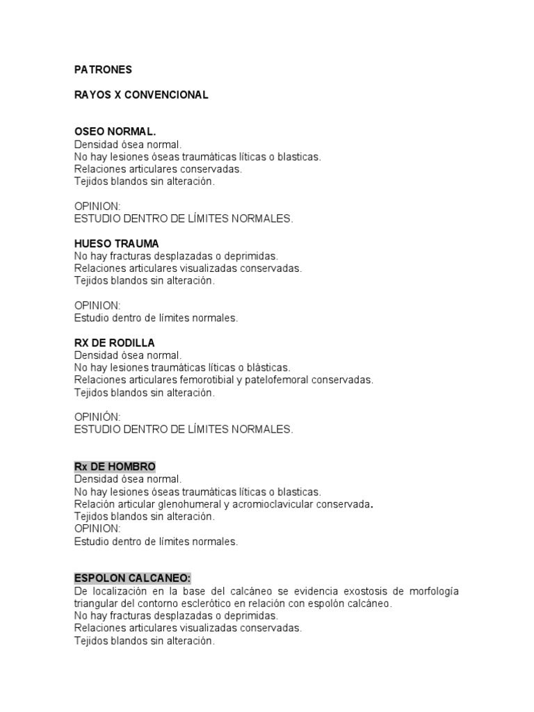 PATRONES | PDF | La columna vertebral | Hueso