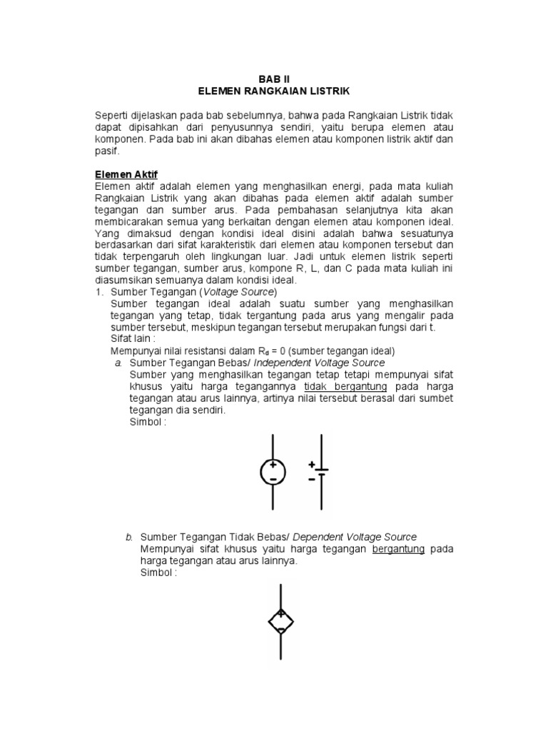BAB II Elemen Rangkaian Listrik | PDF
