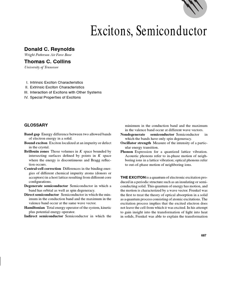 Excitons, Semiconductor: Donald C. Reynolds Thomas C. Collins | PDF ...