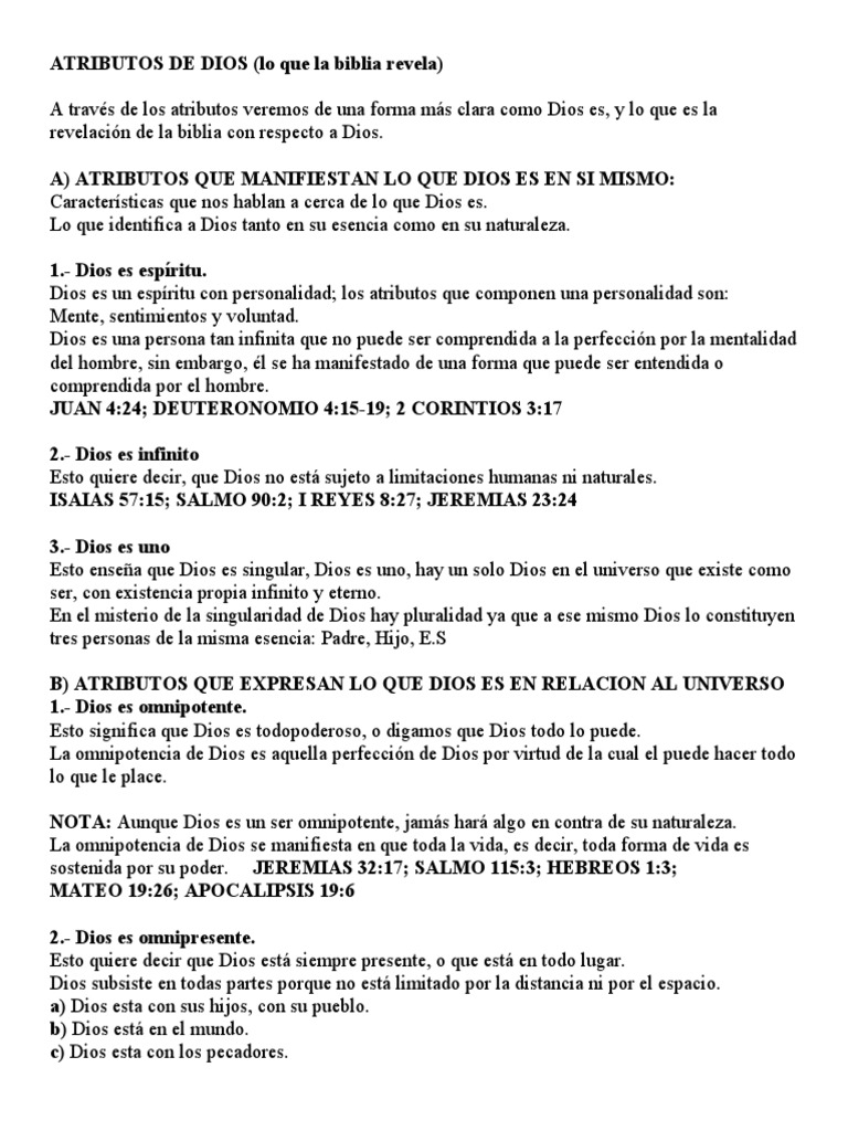 Los Atributos de Dios | PDF | Omnipotencia | Dios