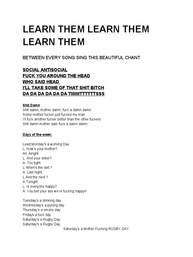 Learn Them Learn Them Learn Them: Between Every Song Sing This ...