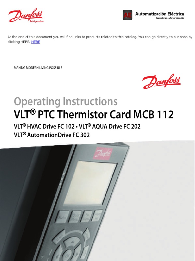 VLT PTC Thermistor Card MCB 112 | PDF | Electric Motor | Safety