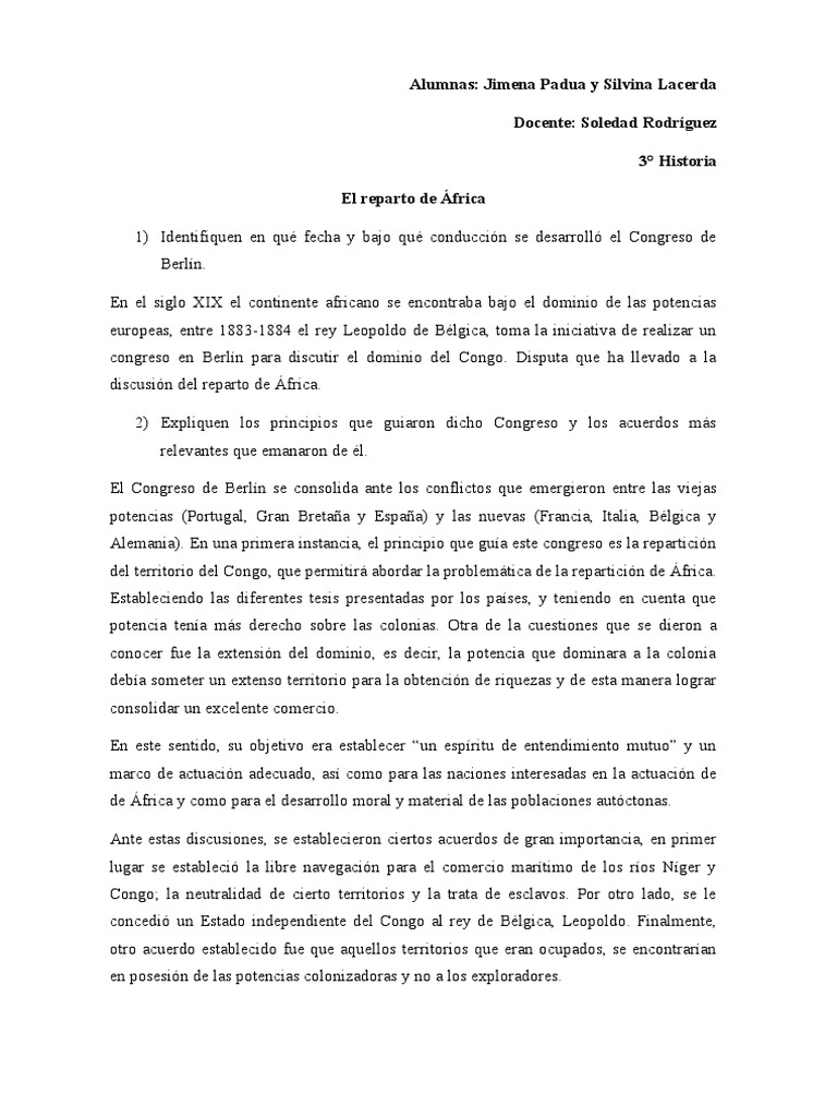 El Reparto de África en el Siglo XIX | PDF | Colonialismo | África