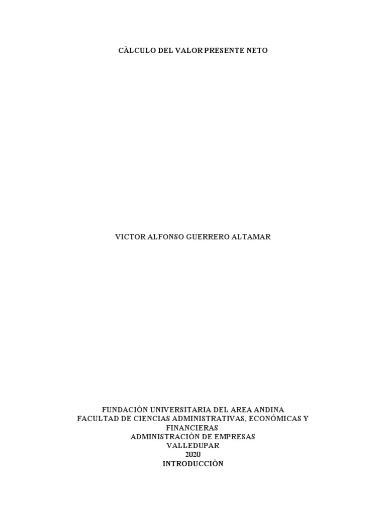 Càlculo Del Valor Presente Neto | PDF | Valor presente neto | Economias